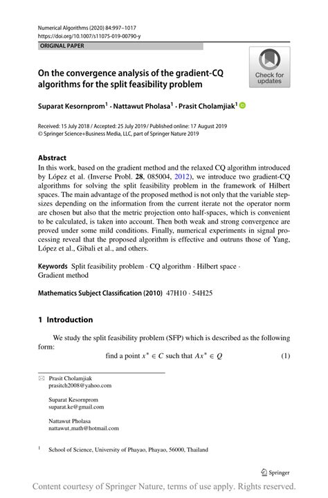 On The Convergence Analysis Of The Gradient Cq Algorithms For The Split Feasibility Problem