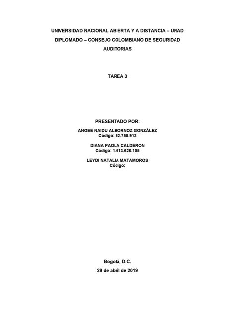Tarea 3 Informe Auditoria Interna Iso 45001 Pdf Auditoría Business