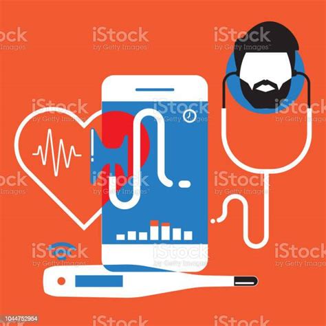 의사 의료 애플 리 케이 션 모바일 애플 리 케이 션 평면 벡터 개념 그림 개념에 대한 스톡 벡터 아트 및 기타 이미지 개념 건강 진단 건강관리와 의술 Istock