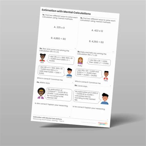 Year 6 Estimation With Mental Calculations Discussion Problem Resource Classroom Secrets