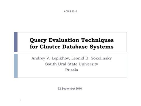 Ppt Enhancing Query Execution In Cluster Databases Powerpoint Presentation Id6253384