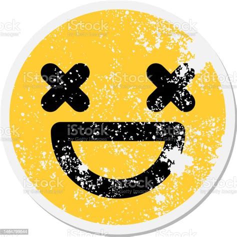 Grinning Dead Face Circular Sticker Stock Illustration Download Image