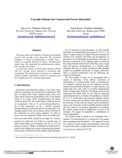 Pdf Cascade Scheme For Concurrent Errors Detection