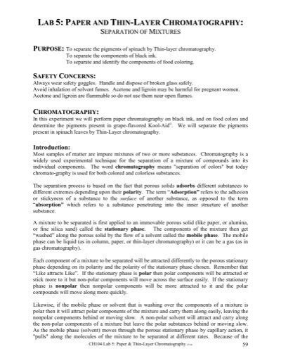 Lab 5 Paper Thin Layer Chromatography