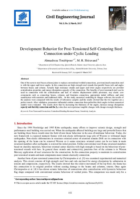 Development Behavior For Post Tensioned Self Centering Steel Connection Under Cyclic Loading