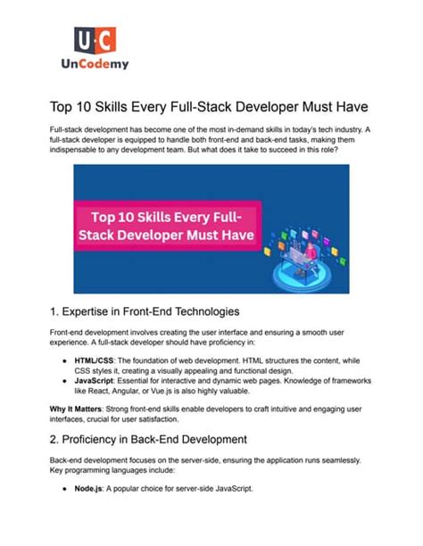 Top 10 Skills Every Full Stack Developer Must Have Pdf