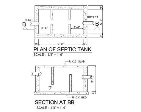 Rcc Water Tank Plan And Section Drawing Cadbull