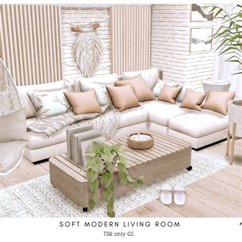 The Sims 4 Cozy Soft Modern Living Room Custom Content Mods Sims 4 Cc