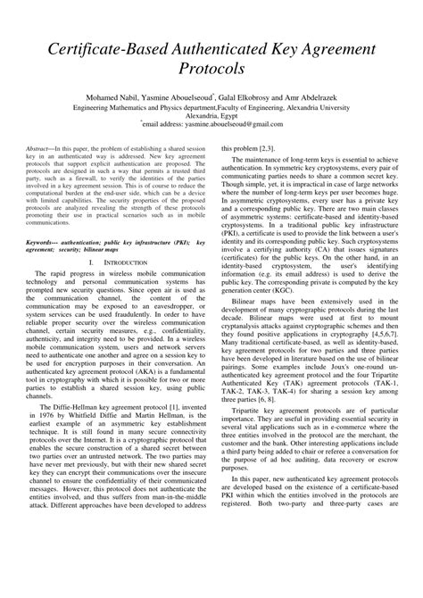 Pdf Certificate Based Authenticated Key Agreement Protocols