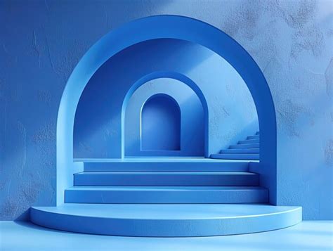 Подиумный фон голубая платформа продукт 3d студия сценический пьедестал свет стоять фон продукт