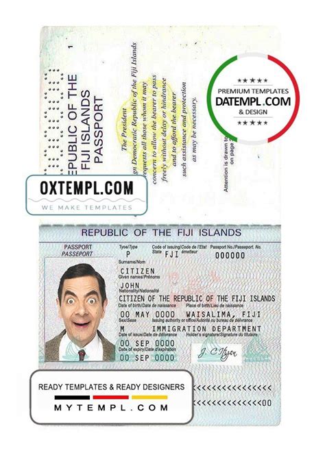 Fiji Passport Template In Psd Format With Fonts Gotempl Templates