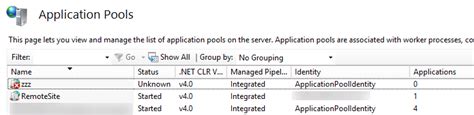 Solved Application Pool Status Unknown With Iis Shared Configuration With Dfs For Config Sync