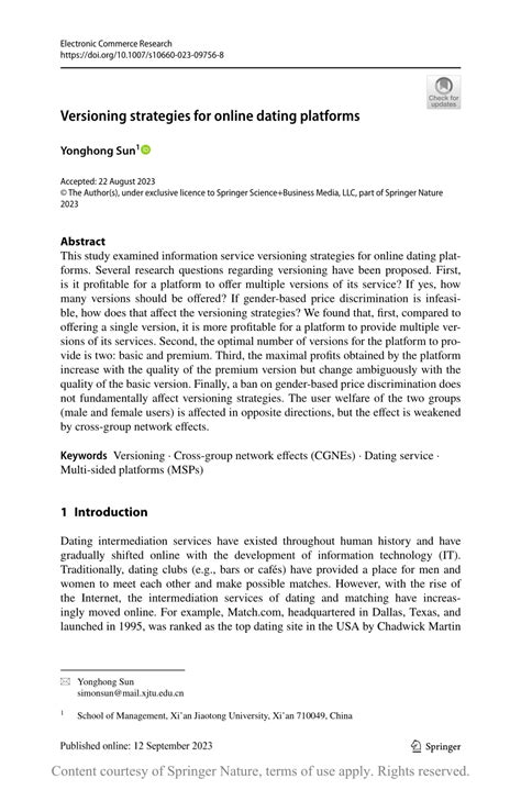 versioning strategies for online dating platforms