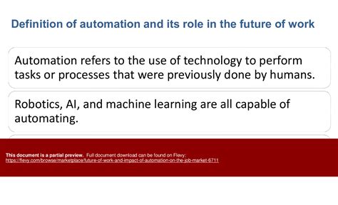 Future Of Work And Impact Of Automation On The Job Market Ppt Slide Deck