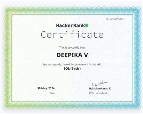 deepika venkatesan on linkedin sql certification hackerrank