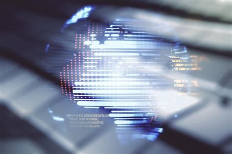 Premium Photo Double Exposure Of Abstract Programming Language Hologram And World Map On