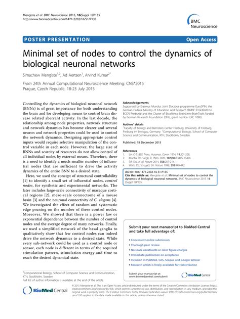 Pdf Minimal Set Of Nodes To Control The Dynamics Of Biological