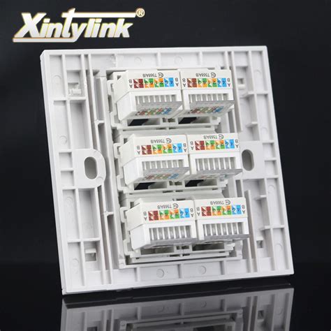 Xintylink Rj45 Socket Jack Modular 6 Port Cat5e Cat6 Keystone Wall Face Plate Faceplate Toolless