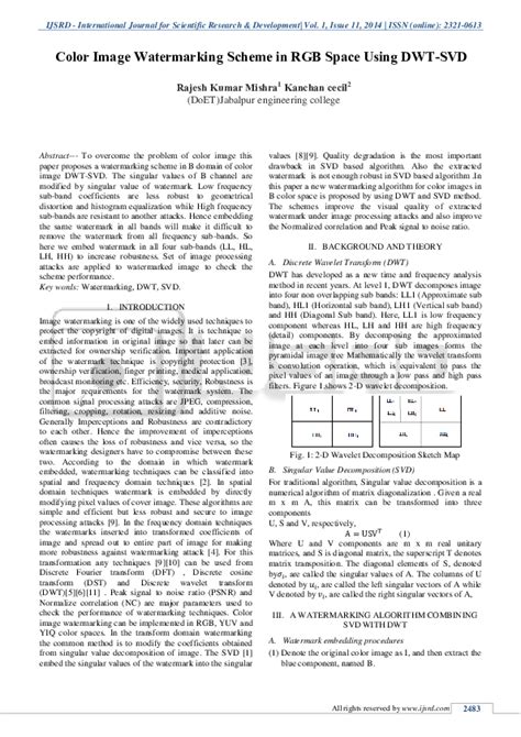 Pdf Color Image Watermarking Scheme In Rgb Space Using Dwt Svd