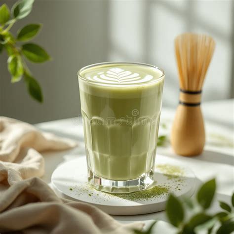Matcha Latte Art A Serene Green Drink Stock Illustration