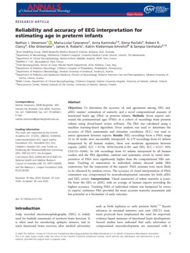 Reliability And Accuracy Of Eeg Interpretation For Estimating Age In Preterm Infants Healthy
