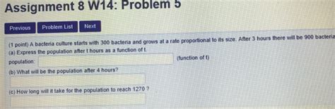 Solved Assignment 8 W14 Problem 5 Previous Problem List
