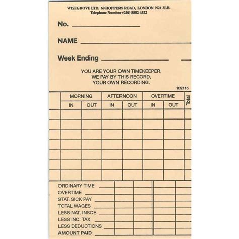 Clock Cards Upunch Time Cards For Hn3000 Autoalign Time Clock Time