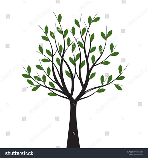 Green Tree Leaves Vector Outline Illustration Stock Vector Royalty Free 1722856051 Shutterstock