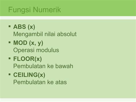Fungsi Fungsi Di Mysql Ppt