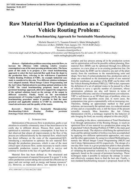 Pdf Raw Material Flow Optimization As A Capacitated Vehicle Routing Problem A Visual