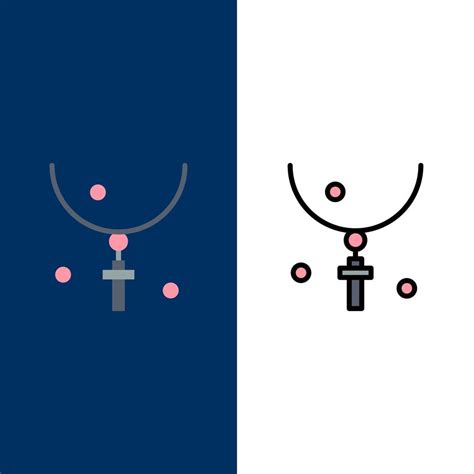 Cross Easter Halloween Holiday Necklace Icons Flat And Line Filled Icon