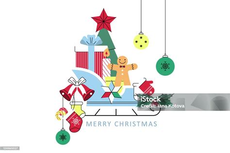 크리스마스 배너 겨울 휴가 아이콘 새해 카드 인사말 이나 초대에 대 한 디자인 요소 웹을 위한 현대적인 스타일의 다채로운 밝은