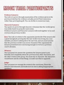 To Kill A Mockingbird Mock Trial By Thurber S Treasures TPT