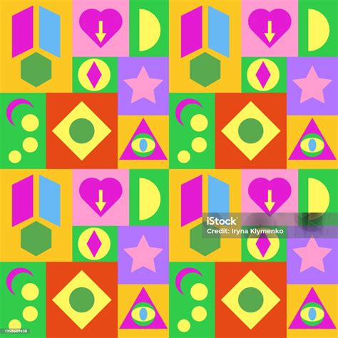 기하학적 모양의 복고풍 90 년대 배경 바우하우스 컨셉 웹 배경 포스터 아트 디자인 책 표지 광고 패브릭 용 인쇄를위한 추상적