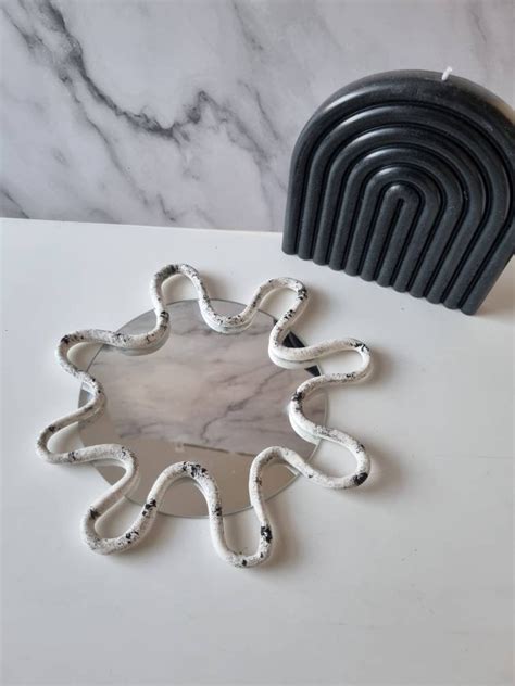 Squiggle Blob Funny Mirror Square Round Art Unique Deco Sculpted Flourishes Etsy