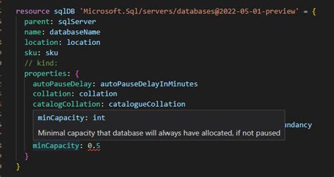 Sql Database Incorrect Property Type For Mincapacity · Issue 9593