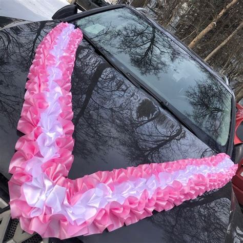 Свадебная лента для авто Трехрядная, розово/белый купить по выгодной ...