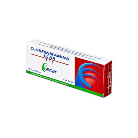 Clorfeniramina 4 Mg Caja X 20 Tabletas Ecar Axalotiene