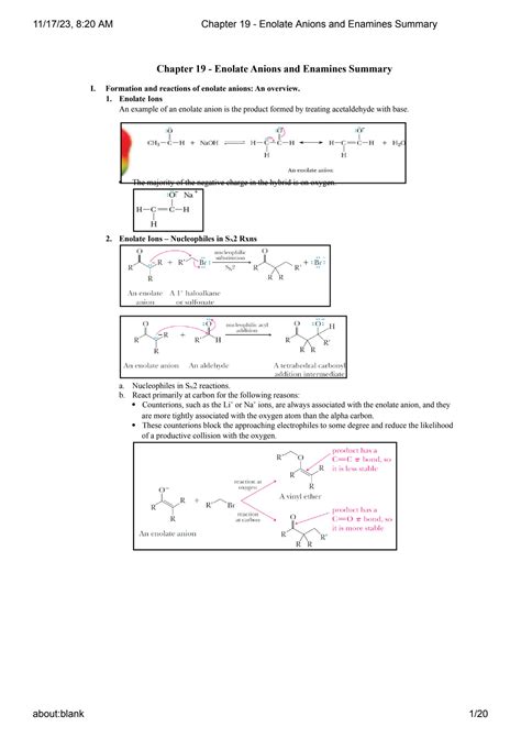 Solution Chapter 19 Enolate Anions And Enamines Summary Organic Chemistry 2 Chem 12b