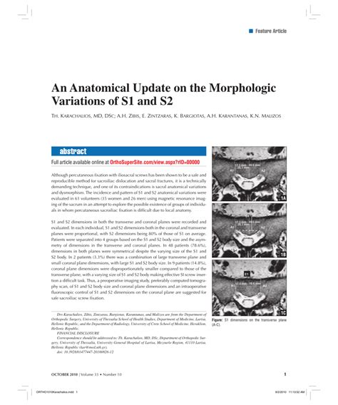 Pdf An Anatomical Update On The Morphologic Variations Of S1 And S2
