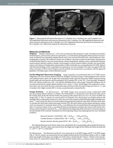 Solution Reference Value Of Left And Right Atrial Size And Phasic Function By Ssfp Cmr At 3 0 T