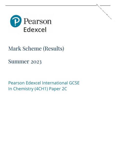 June 2023 Edexcel Igcse Chemistry Ms 4ch1 2c Chemistry Stuvia Us