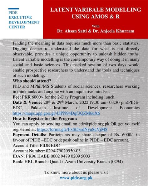 Latent Variable Modelling Using Amos And R Pide Pakistan Institute Of