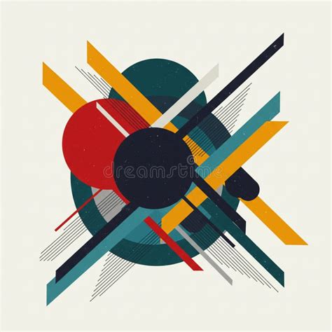 Abstract Geometric Composition Featuring Overlapping Shapes Such As