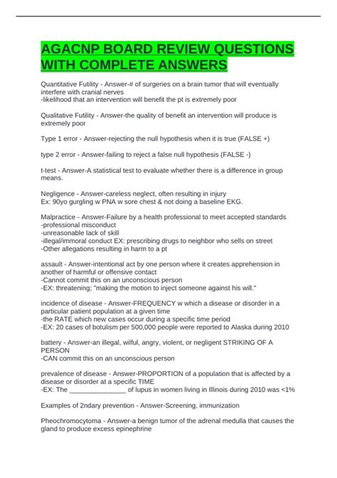 Agacnp Ancc Board Review Common Problems Exam Questions And Answers Agacnp Stuvia Us