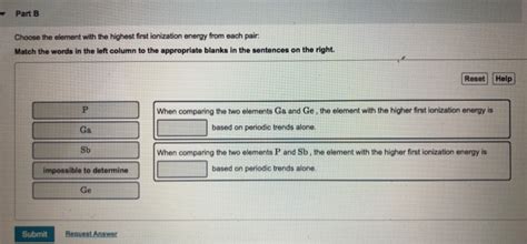 Solved Part A Choose The Element With The Highest First