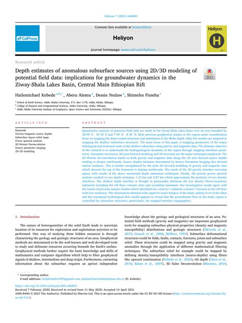 Pdf Depth Estimates Of Anomalous Subsurface Sources Using 2d 3d Modeling Of Potential Field