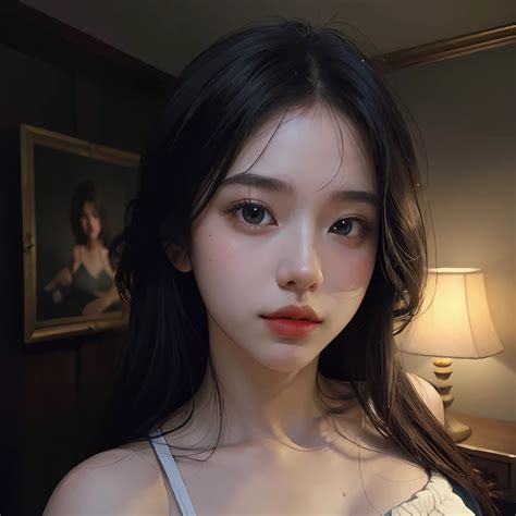 흰색 상의를 입고 긴 머리를 가진 여자의 클로즈업 Seaart Ai