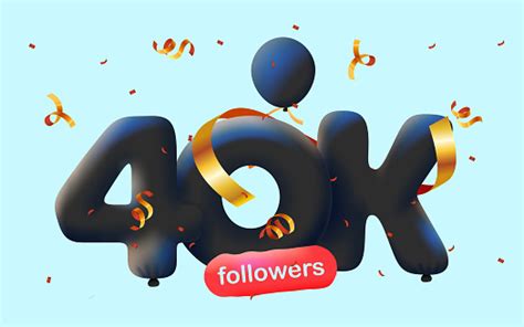 40k 팔로워가 있는 배너는 소셜 미디어 사인이 있는 3d 블루 풍선과 다채로운 색종이 형태로 감사합니다 소셜 미디어 40000 팔로워에 대한 벡터 일러스트 3d 번호