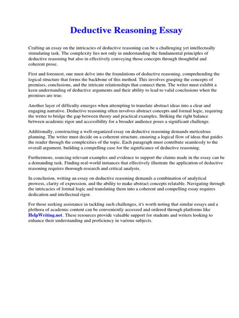 Deductive Reasoning Essay Download Free Pdf Deductive Reasoning